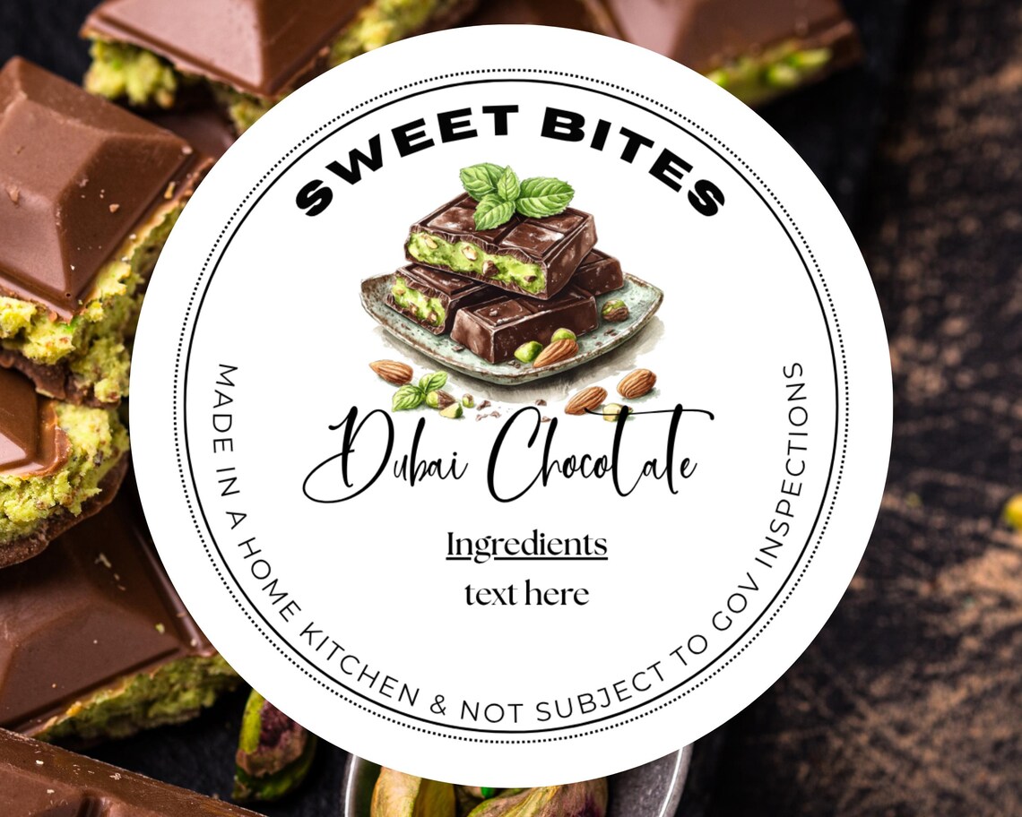 Editable Dubai Chocolate Label Template: DIY Wrapping Stickers (canva ...