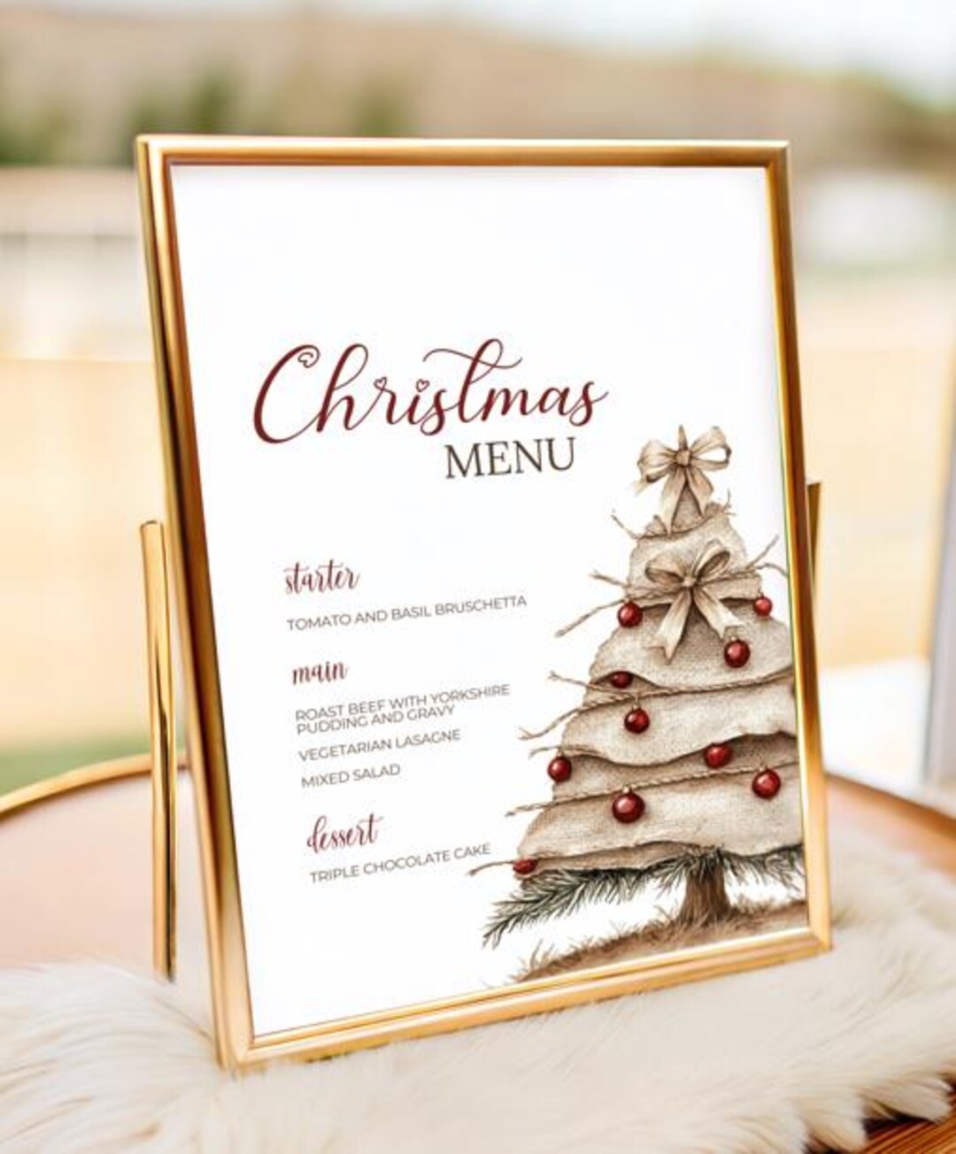 Christmas Menu Card Holiday Menu Template Printable Menu 2 Sizes ...