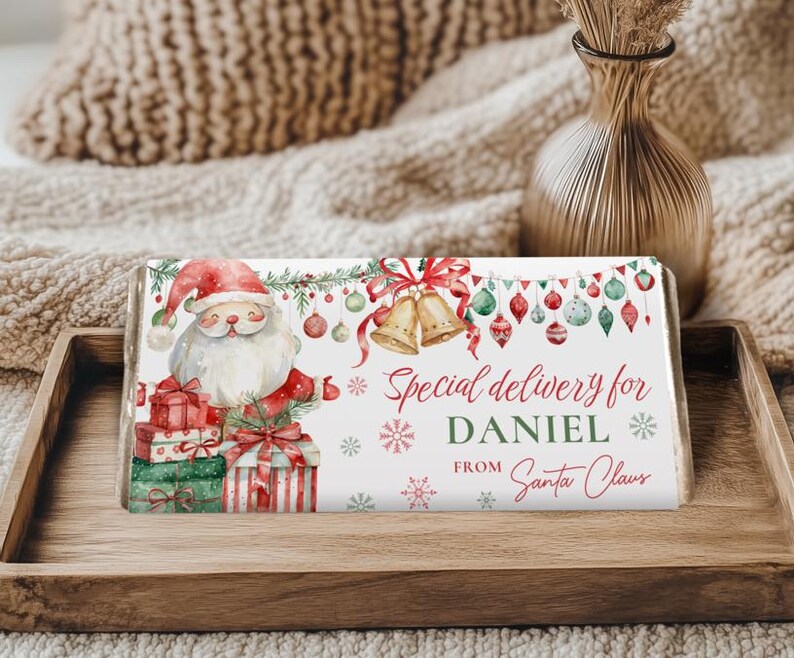 Christmas Chocolate Bar Wrapper Template Editable Candy Bar Wrapper ...
