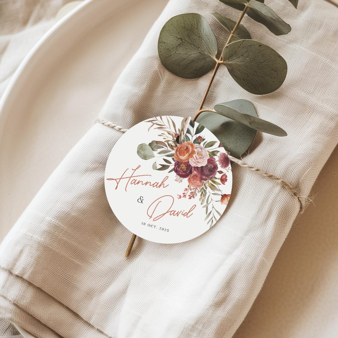 Printable Fall Wedding Menu Tag Thank You Tag Wedding Favor Tag Bridal ...