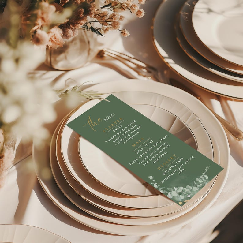 Sage Green Wedding Menu Template, Wedding Menu, Bridal Shower Lunch or ...