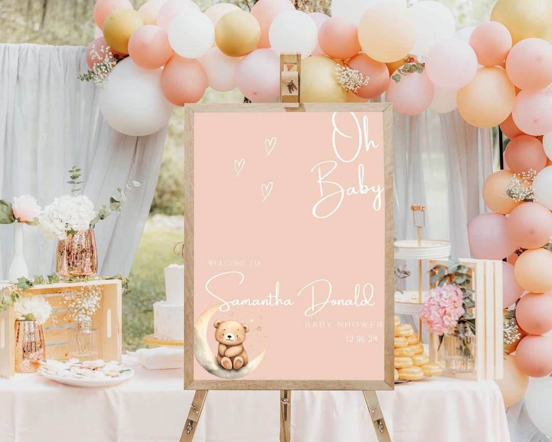 It's a Girl Welcome Sign Template, Modern Baby Shower Sign, Printable ...