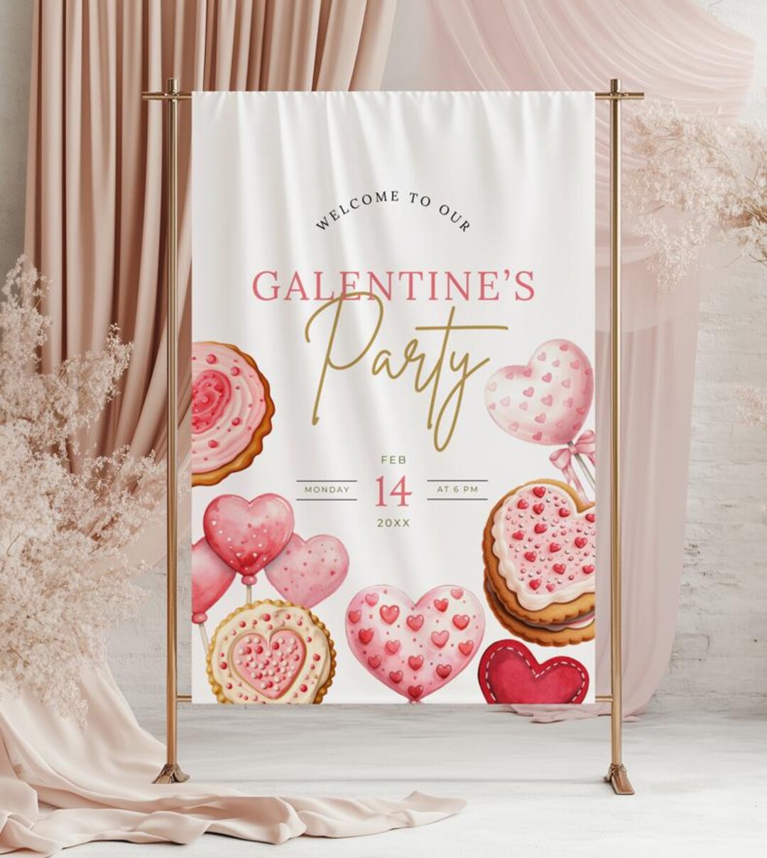 Galentine Day Party Welcome Sign Template Editable Valentines Party ...