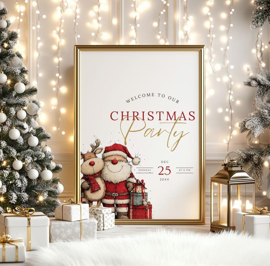 Christmas Welcome Sign Editable Welcome Poster Template Modern Holiday ...