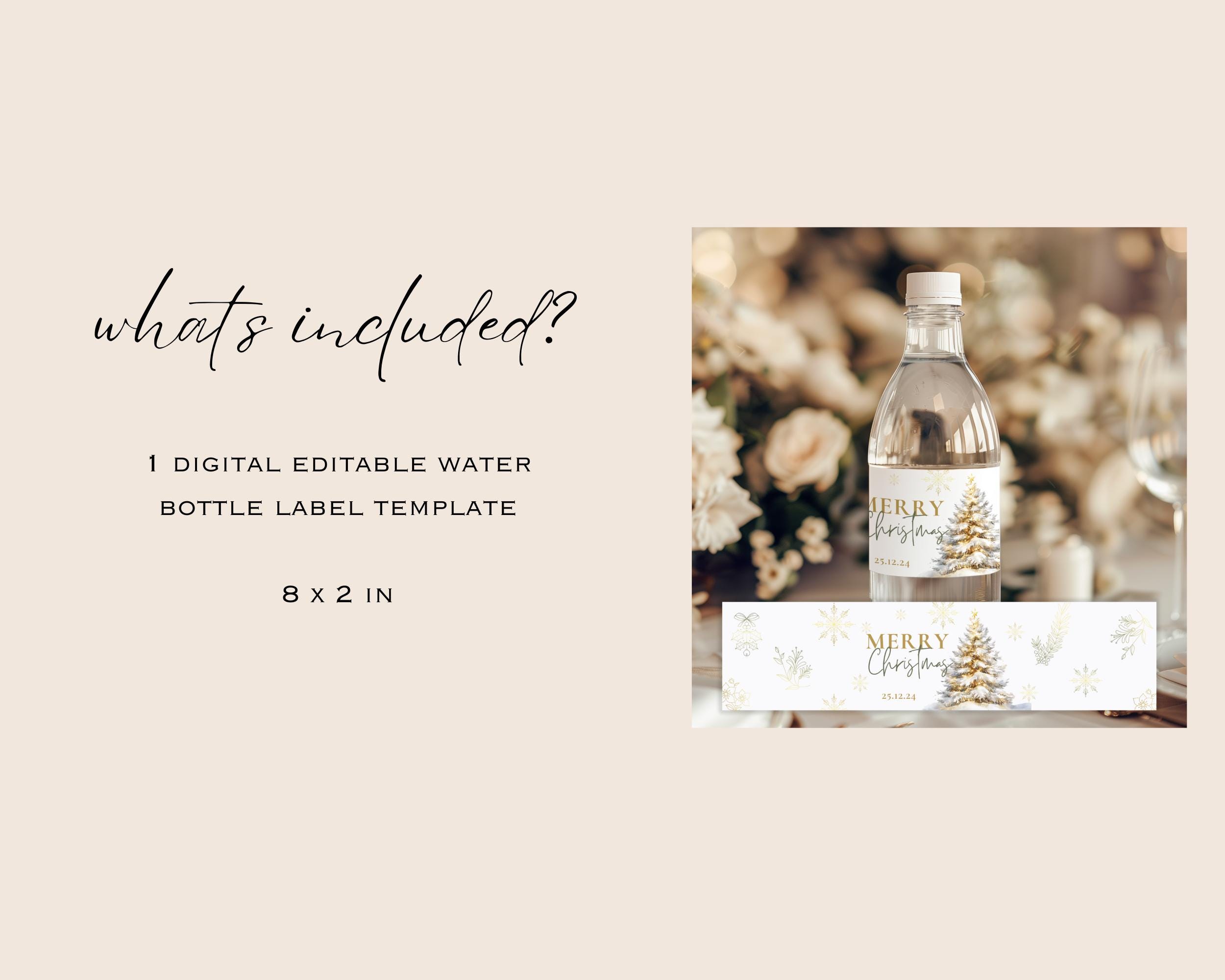 Christmas Water Bottle Label Template Christmas Party Decor Printable ...