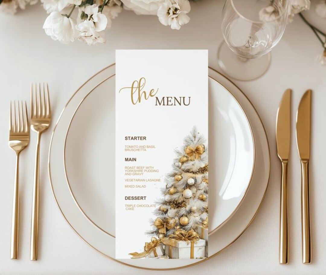 Editable Christmas Dinner Menu Template, Printable Christmas Menu ...