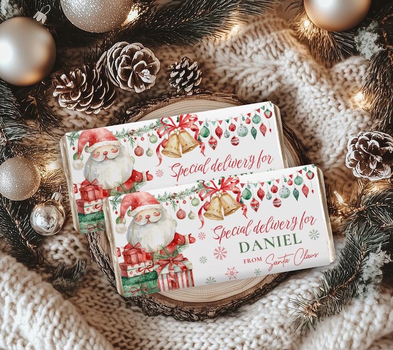 Christmas Chocolate Bar Wrapper Template Editable Candy Bar Wrapper ...