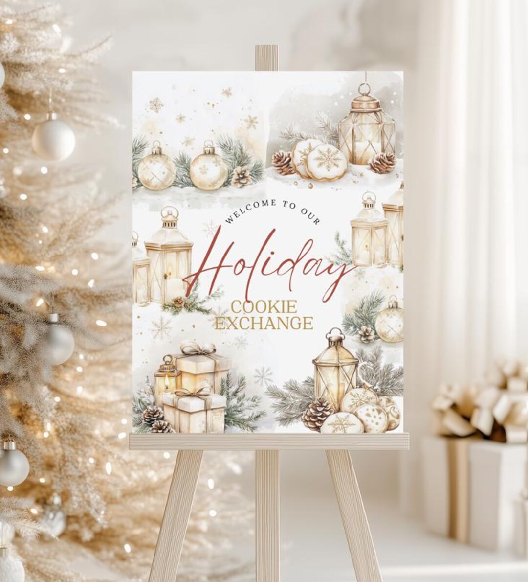Christmas Welcome Sign Editable Cookie Exchange Sign Printable Welcome ...