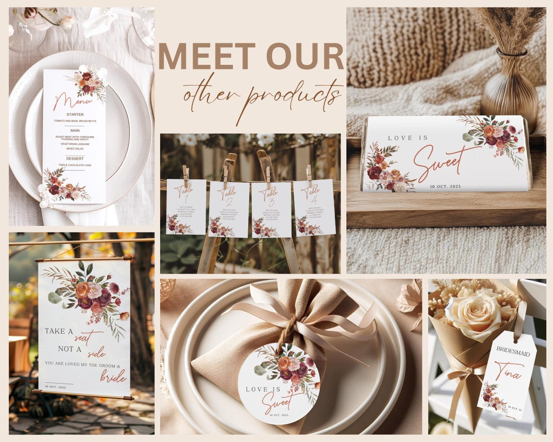 Editable Place Card Template Printable Place Card Fall Wedding Place ...
