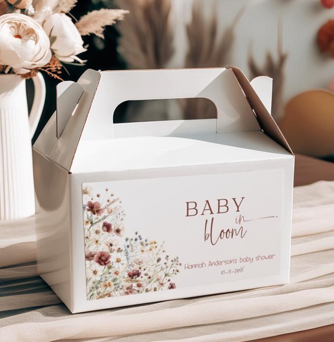 Wildflower Baby Shower Gable Box Label Editable Baby in Bloom Floral ...