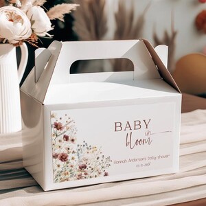 Wildflower Baby Shower Gable Box Label Editable Baby in Bloom Floral ...