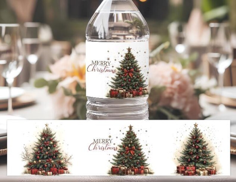 Christmas Water Bottle Label Template Christmas Party Decor Printable ...