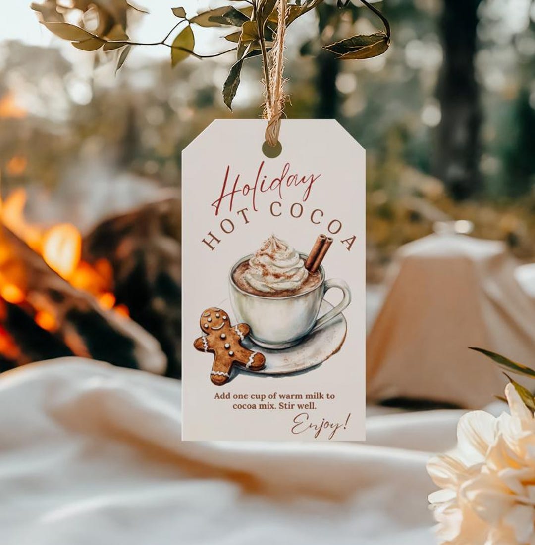 Printable Holiday Hot Cocoa Instructions Tag Homemade Hot Chocolate ...