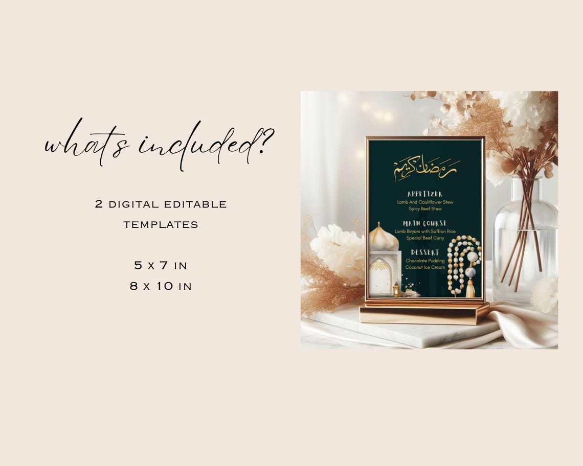 Ramadan Iftar Eid Suhoor Menu Template, Ramadan Menu Template, Eid Menu ...