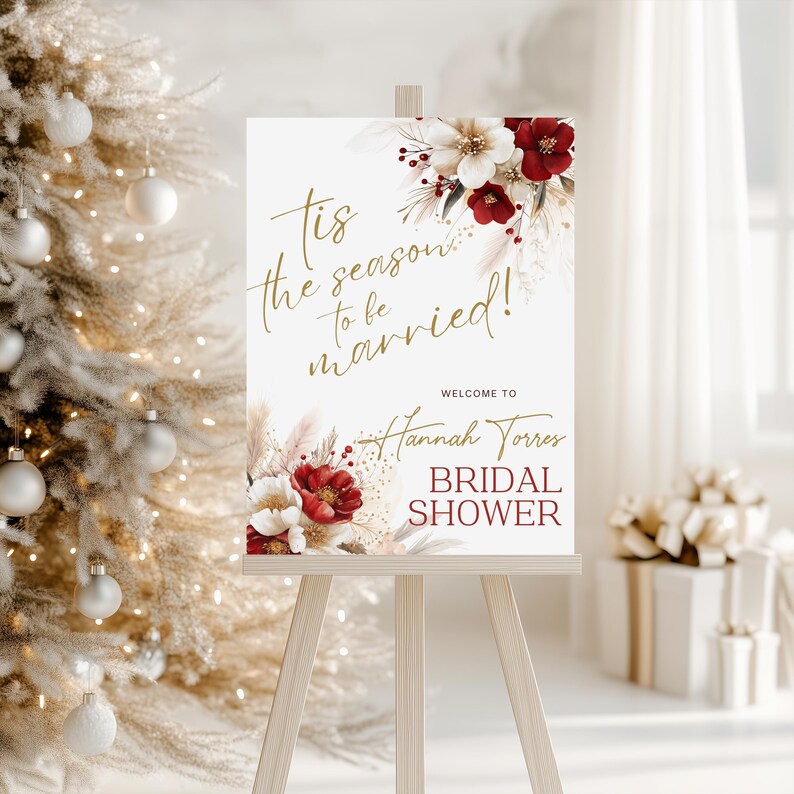 Winter Bridal Shower Welcome Sign Christmas Bridal Shower Sign Tis the ...