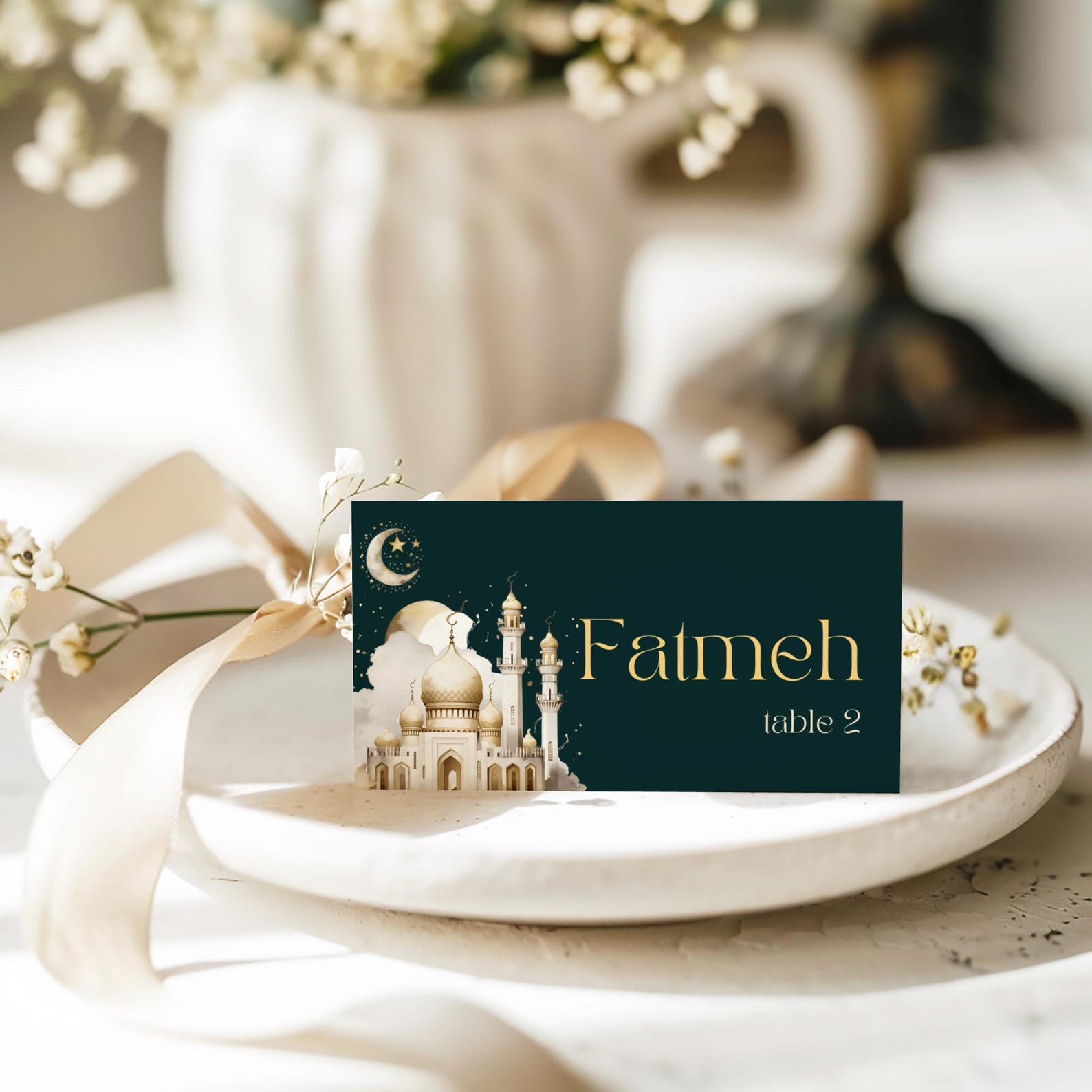 Eid Al Fitr Celebration Name Place Card, Bayram Decoration, Eid ...