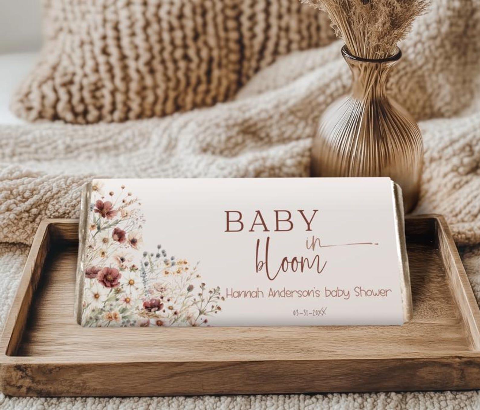 Baby in Bloom Chocolate Bar Wrapper Floral Candy Bar Wrapper Template ...