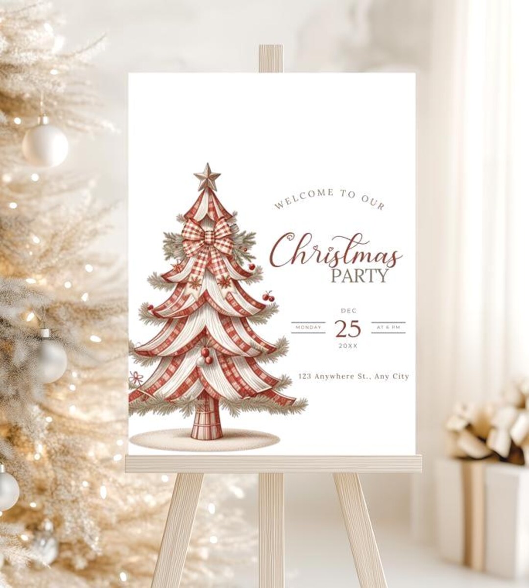 Christmas Welcome Sign Editable Welcome Poster Template Modern Holiday ...