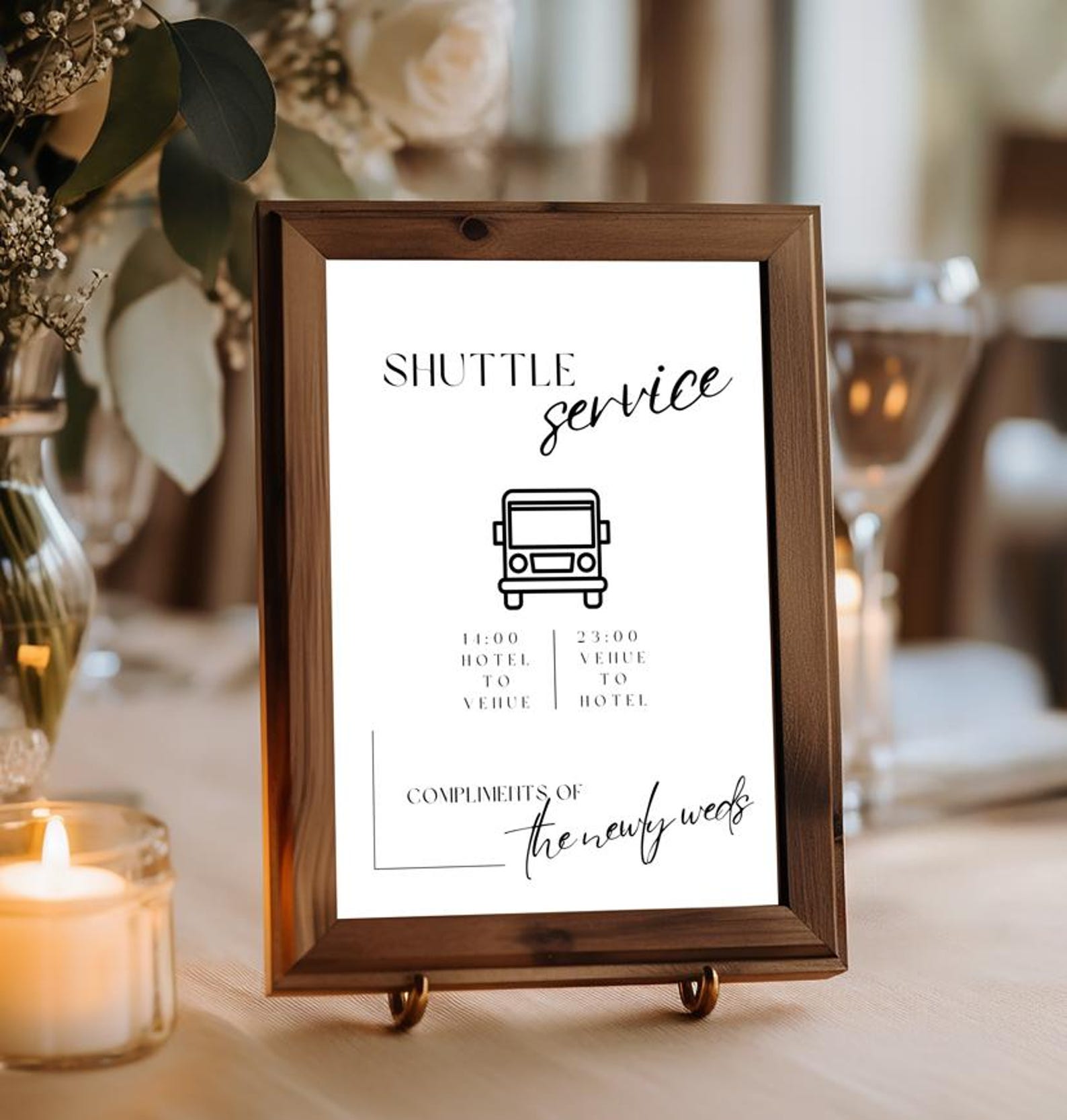 Shuttle Service Sign Template, Minimalist Wedding Sign, Transportation ...