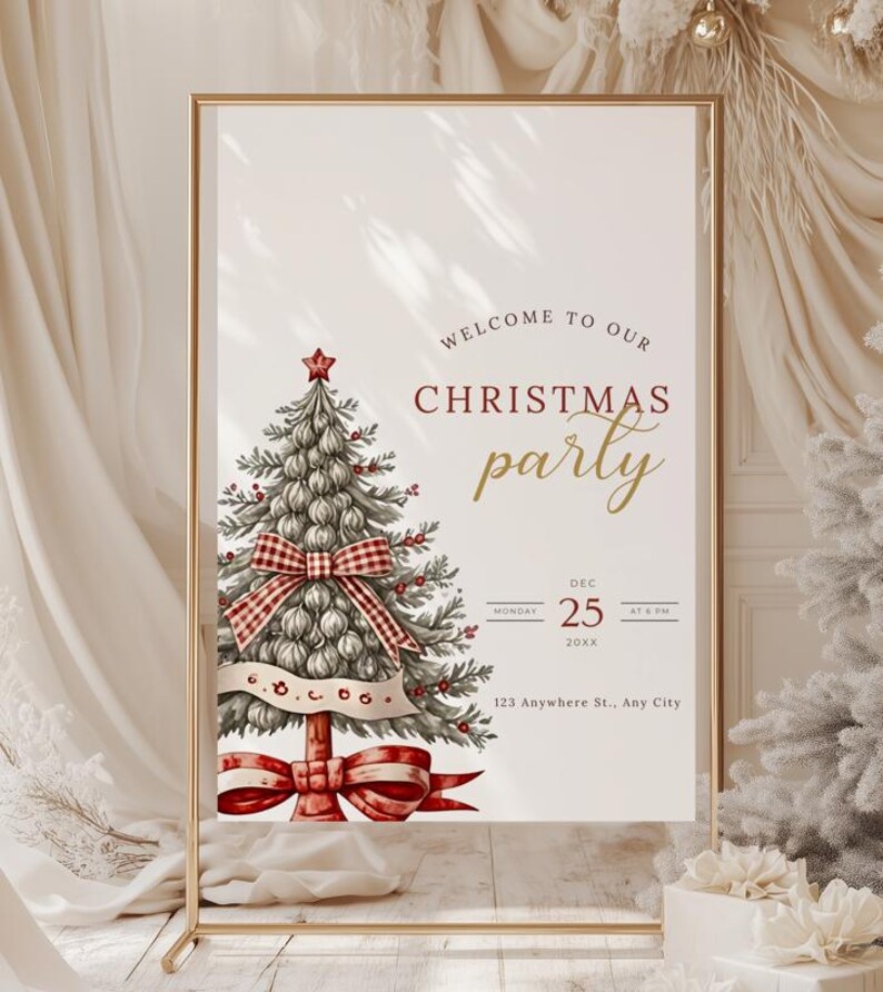 Christmas Welcome Sign Editable Welcome Poster Template Modern Holiday ...