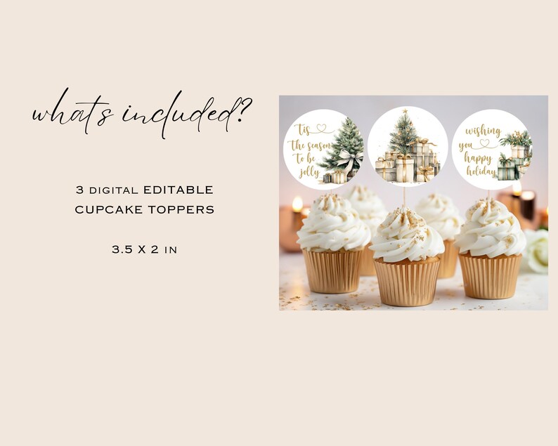 Christmas Cupcake Topper Template, 3 Templates, Holiday Cupcake Toppers ...