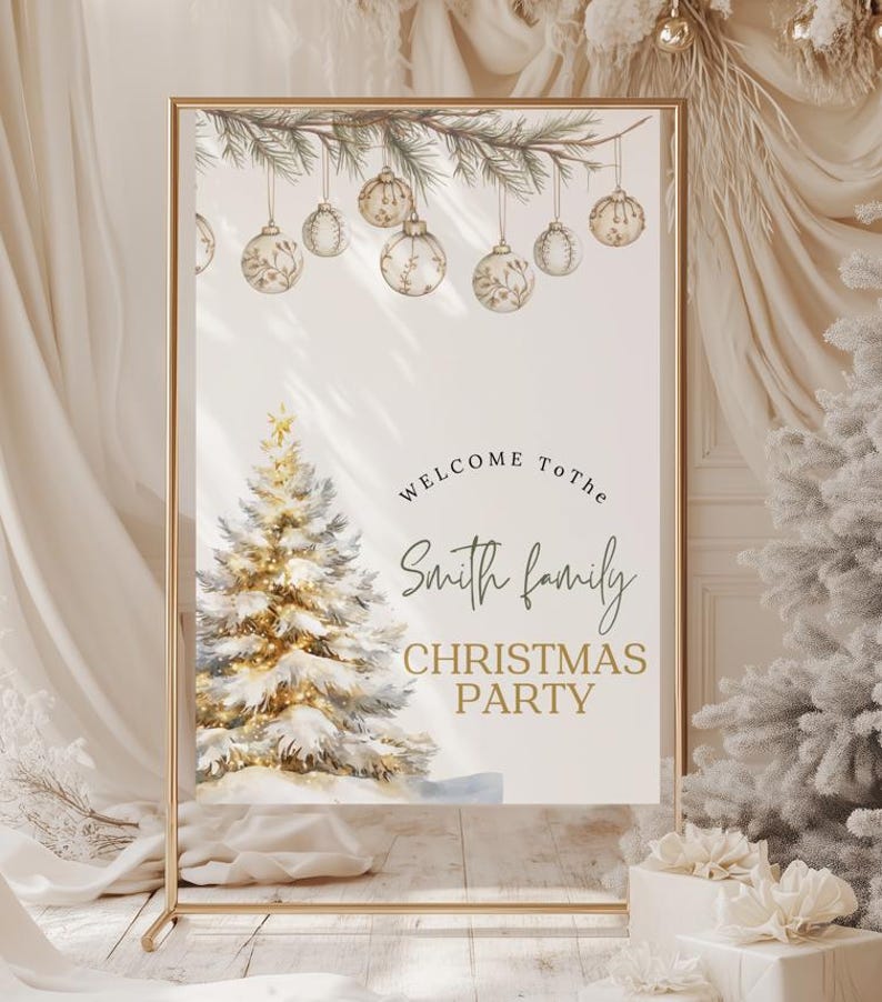 Christmas Welcome Sign Editable Welcome Poster Template Modern Holiday ...