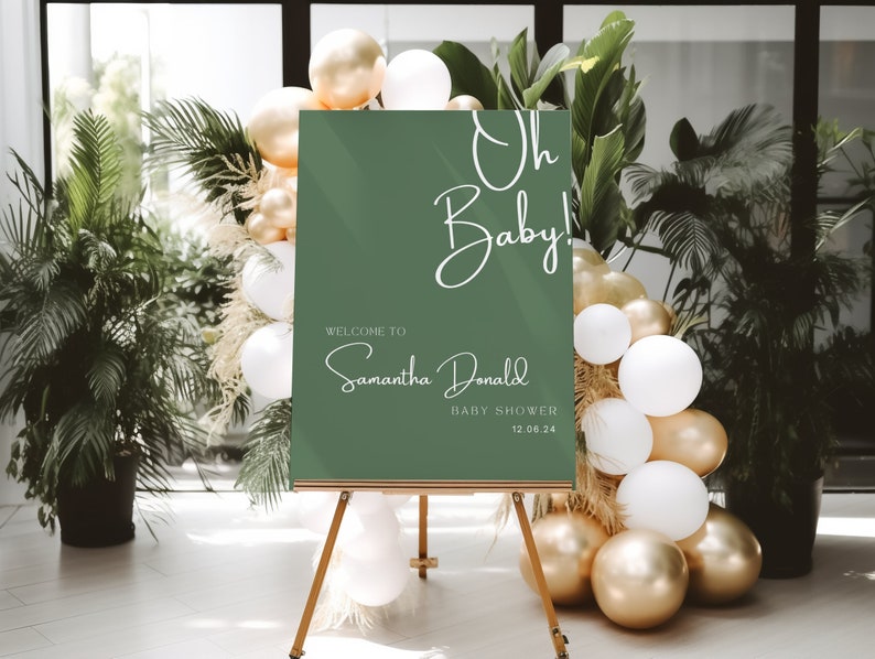 Oh Baby Welcome Sign Template, Modern Baby Shower Sign, Clean ...