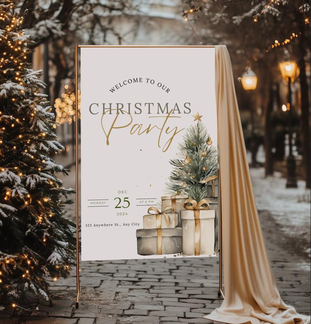 Christmas Welcome Sign Editable Welcome Poster Template Modern Holiday ...