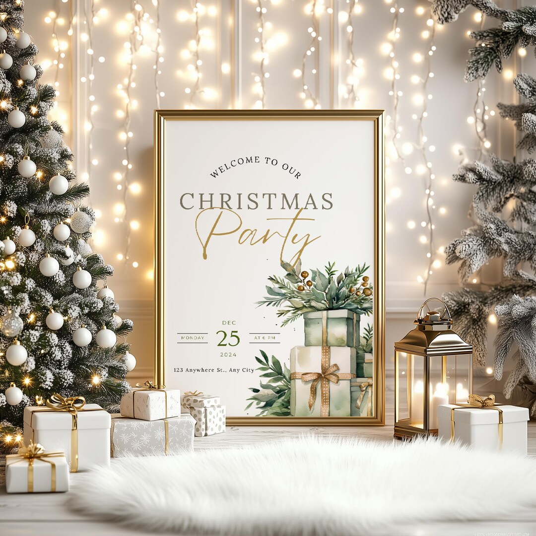 Christmas Welcome Sign Editable Welcome Poster Template Modern Holiday ...
