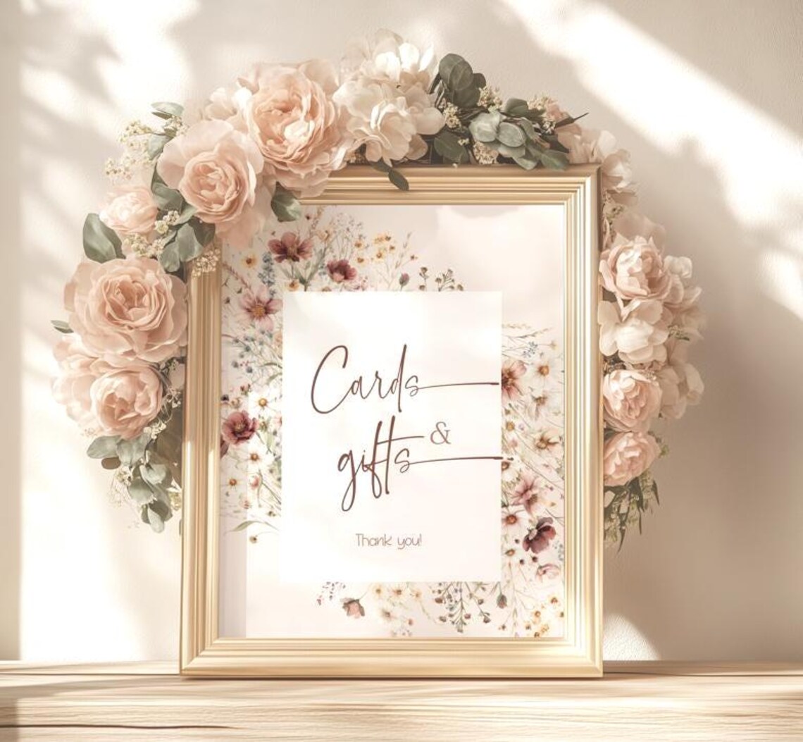 Cards & Gifts Sign for a Baby in Bloom Baby Shower, Gifts Station Table ...