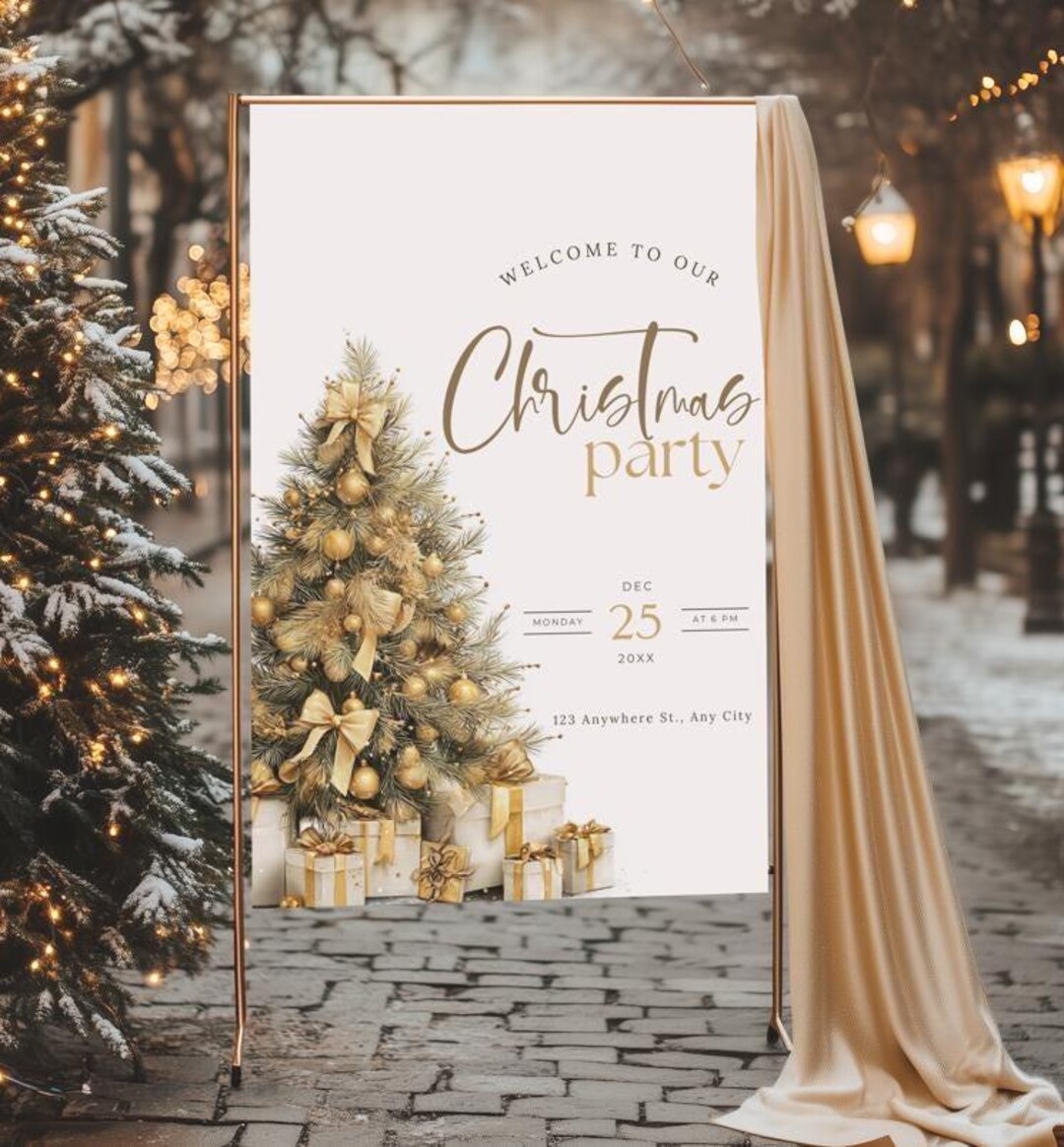 Christmas Welcome Sign Editable Welcome Poster Template Modern Holiday ...