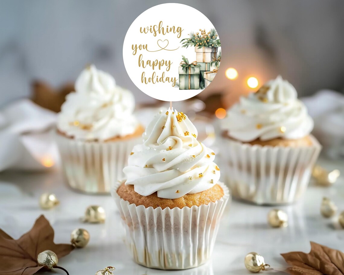 Christmas Cupcake Topper Template, 3 Templates, Holiday Cupcake Toppers ...