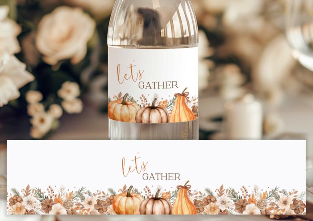 Thanksgiving Water Bottle Label Template, Fall in Love Baby Shower ...