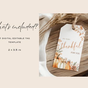 Thanksgiving Favor Tag TEMPLATE, Thank You Tag Printable, Fall Autumn ...