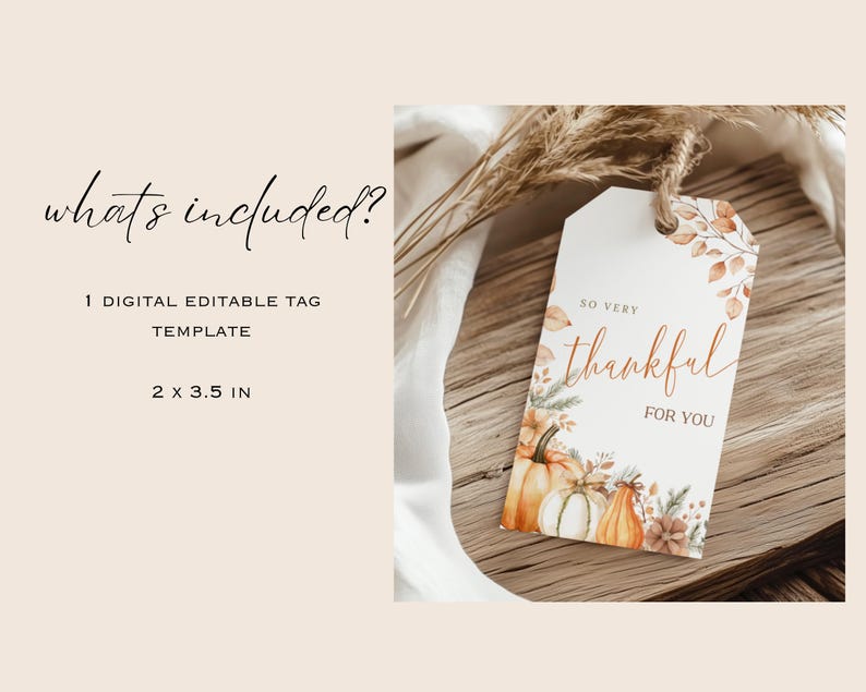 Thanksgiving Favor Tag TEMPLATE, Thank You Tag Printable, Fall Autumn ...