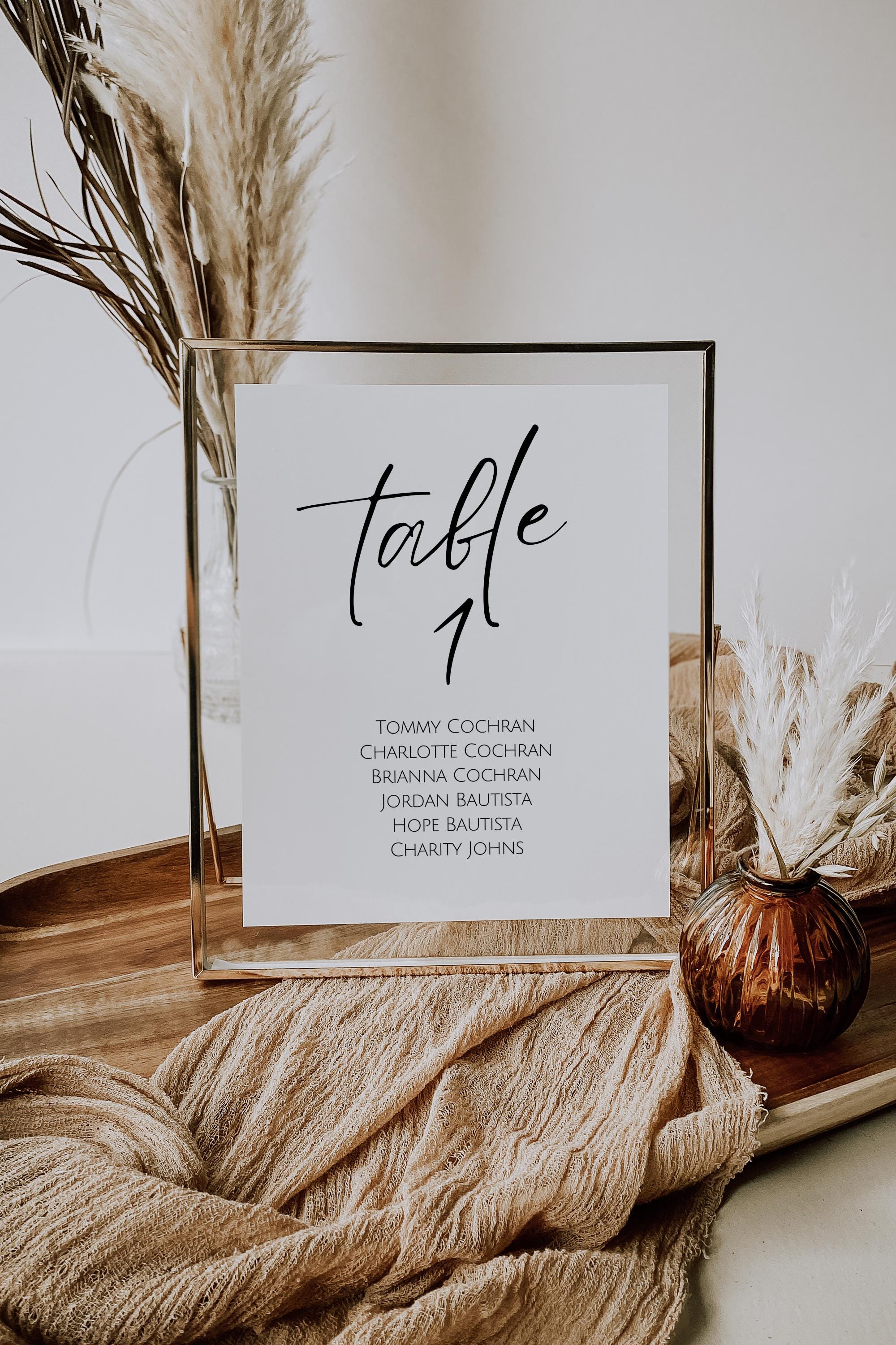 Minimalist Table Seating Card Template, DIY Wedding Seating Chart ...