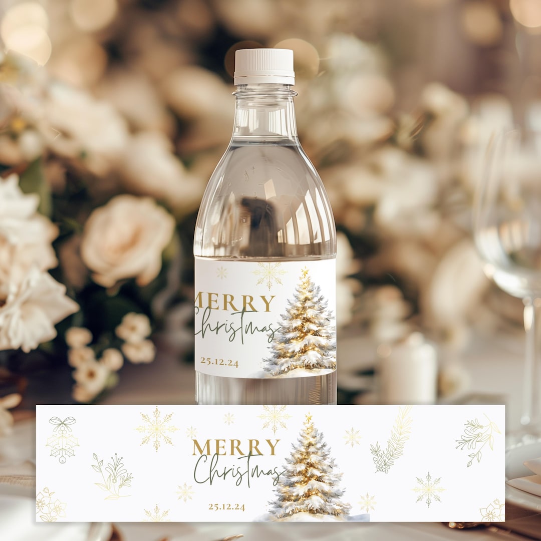 Christmas Water Bottle Label Template Christmas Party Decor Printable ...