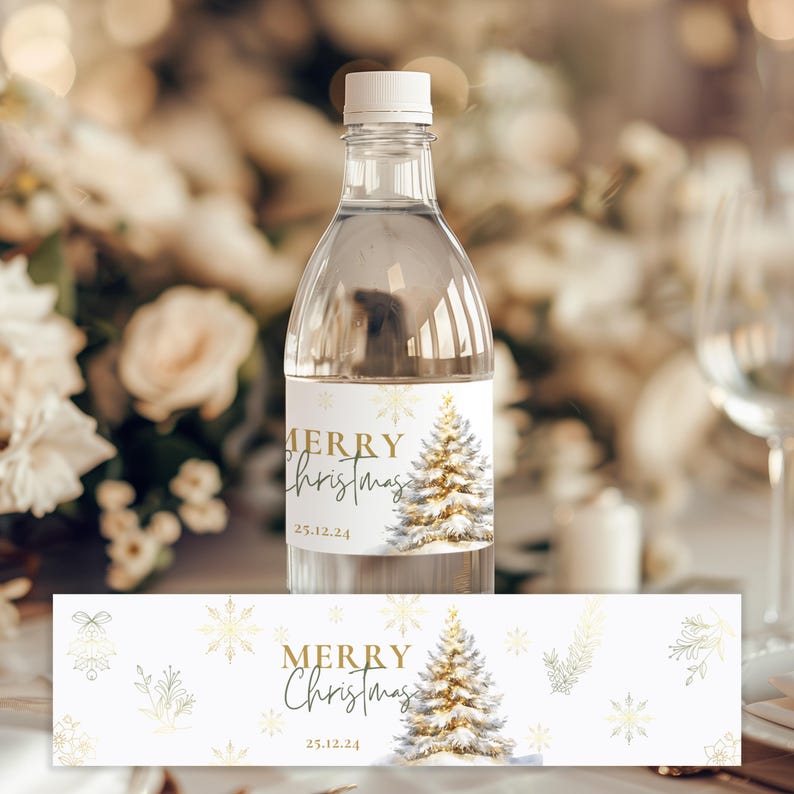 Christmas Water Bottle Label Template Christmas Party Decor Printable ...