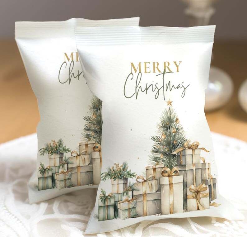 Holiday Chip Bag Template, Christmas Party Favors Kids Santa Favors ...