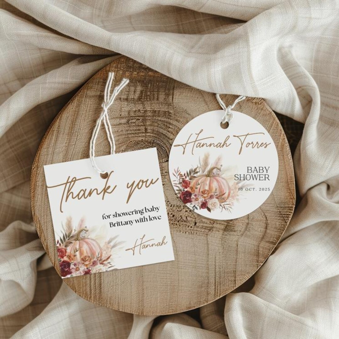 Printable Fall Favor Tags, Thank You Tag, Baby Shower Tags, Floral ...