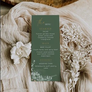 Sage Green Wedding Menu Template, Wedding Menu, Bridal Shower Lunch or ...