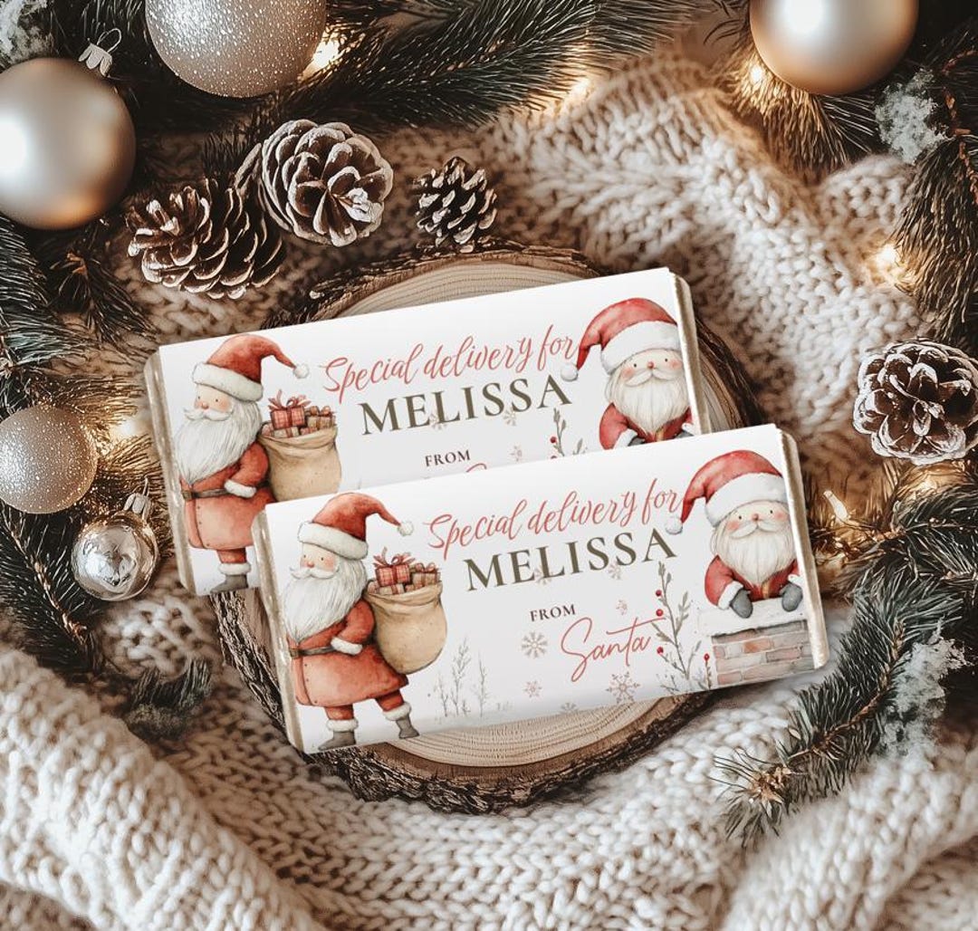 Santa Candy Bar Wrapper Editable Chocolate Bar Wrapper Template ...