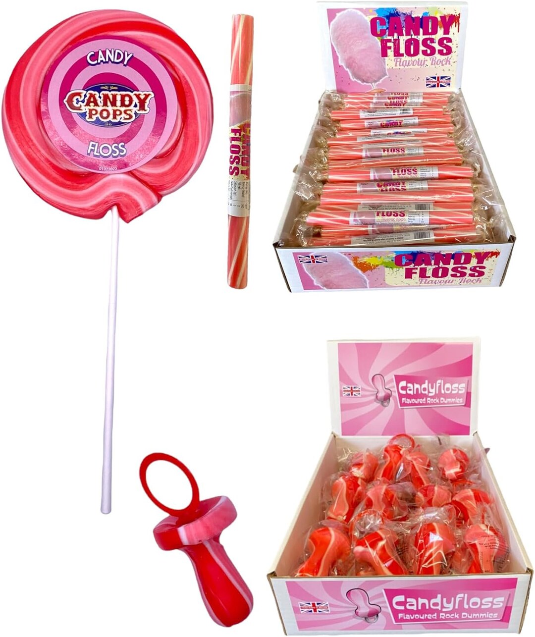 Candy Floss Gift Pack Rock Sticks Rock Dummies Rock Wheel Lollies Large ...