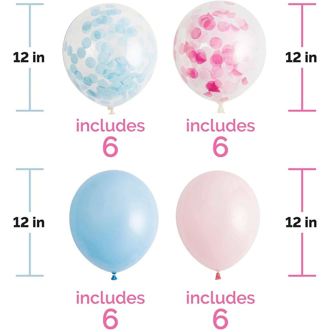 12" Gender Reveal Confetti Balloon Confetti Filled Gender Reveal ...