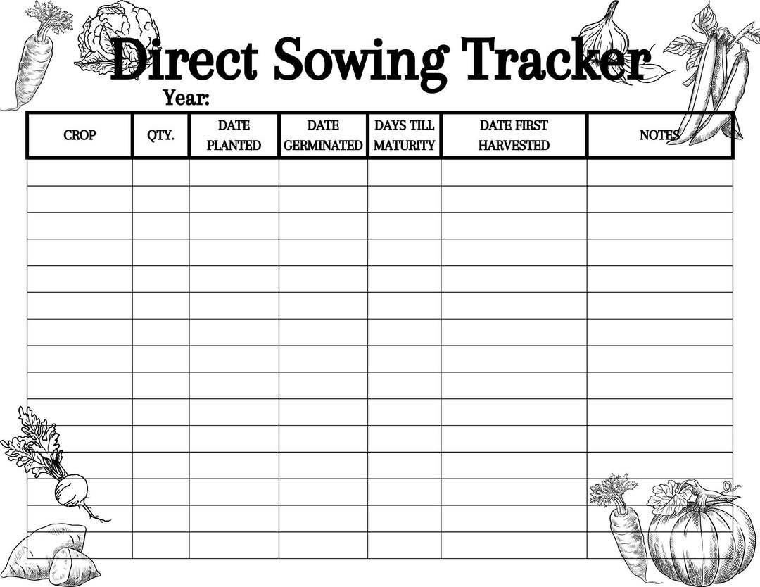 Direct Sowing Tracker - Printable Garden Tracker - Etsy