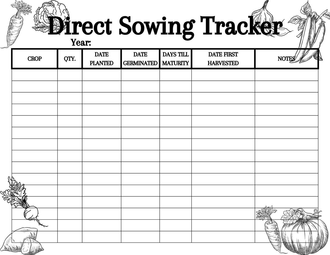 Direct Sowing Tracker - Printable Garden Tracker - Etsy