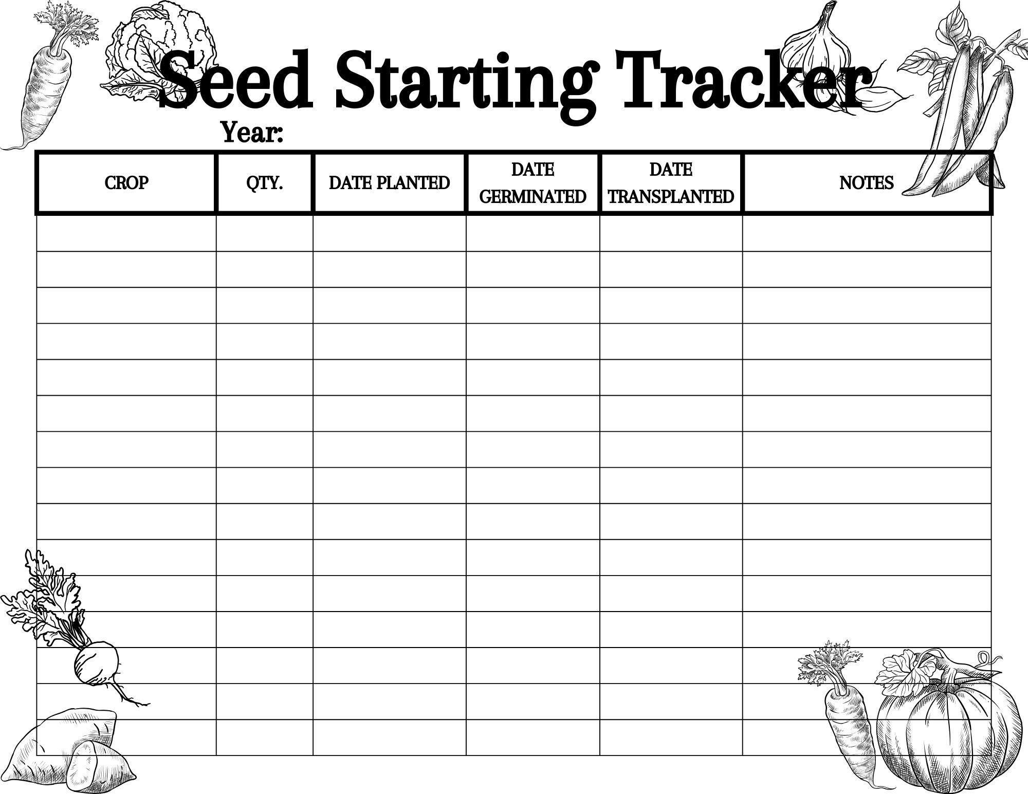 Seed Starting Tracker - Digital Download - Gardening Tool - Etsy