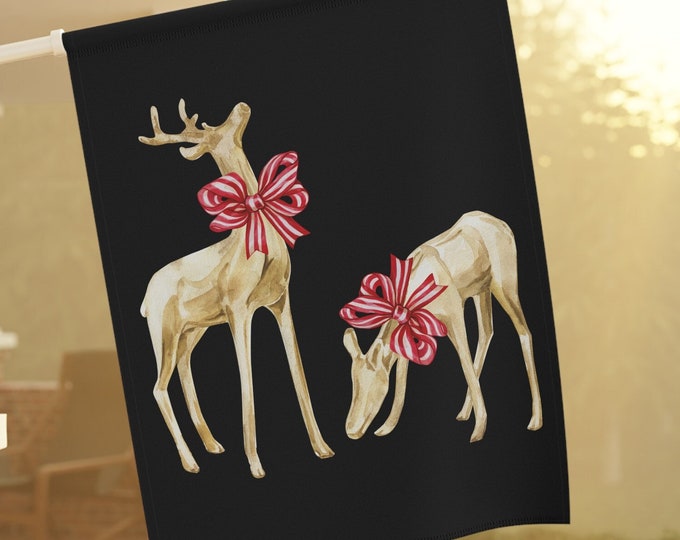 Reindeer With Bows Preppy Christmas Garden & House Banner,perfect ...