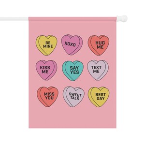 Candy Heart Pink Valentine Garden Banner Flag - Etsy