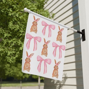 Easter Bunny and Pink Bows Spring Double Sided Garden Banner Flag ...